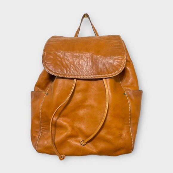 Frye | Bags | Frye Leather Backpack Chesnut Calfskin Drawstring Flap ...